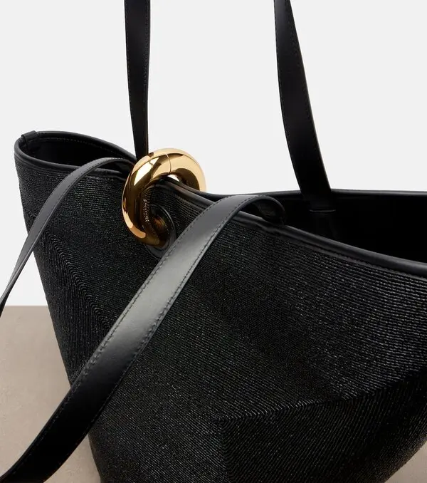 Jacquemus Bambola Large Raffia-effect Bucket Bag - Black
