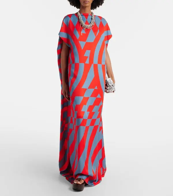 Dries Van Noten Printed Satin Maxi Dress