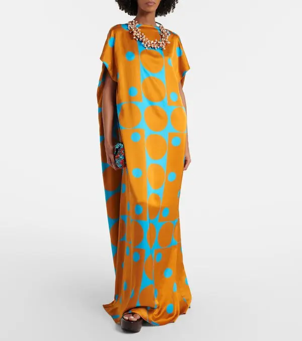 Dries Van Noten Printed Satin Maxi Dress