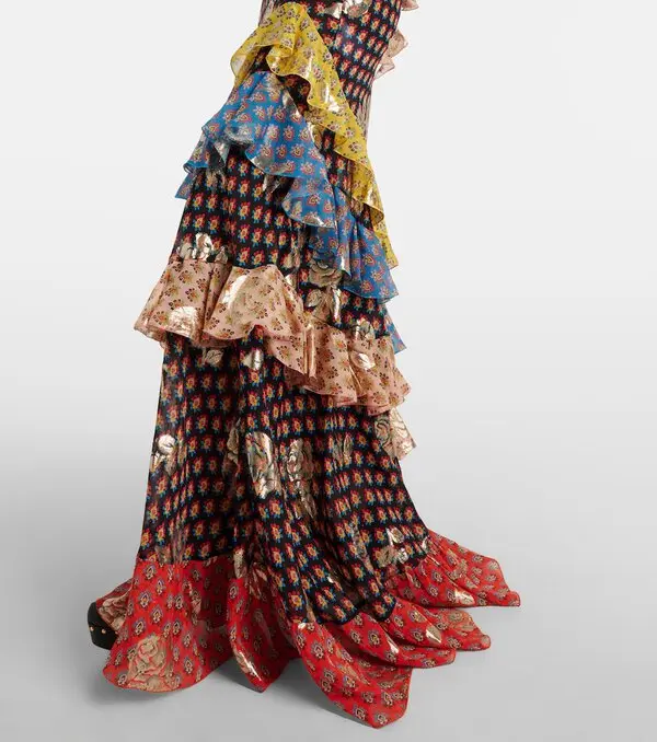 Etro Floral Tiered Silk-blend Maxi Dress
