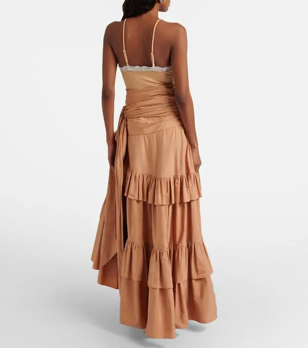 Chloé Asymmetric Ruffled Cotton Maxi Skirt - Pink