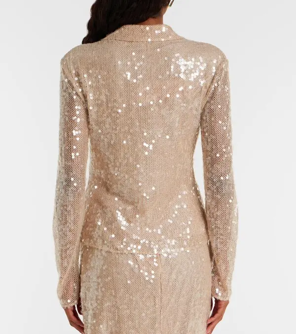 Veronica Beard Meryl Sequined Blouse - Beige