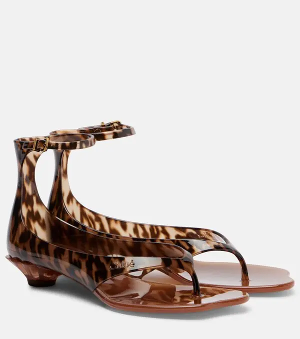 Chloé Animal-print Thong Sandals - Brown