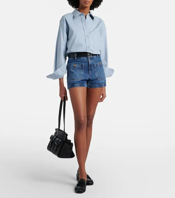 FRAME Cruise High-rise Denim Shorts - Blue