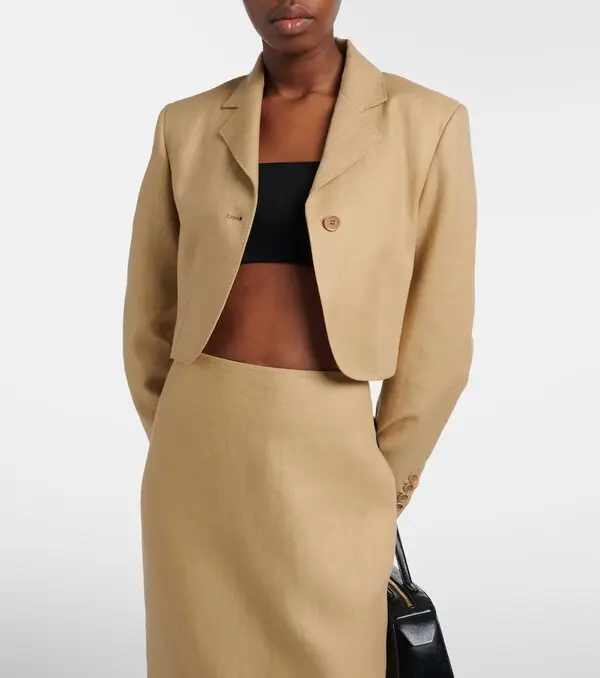 Max Mara Buono Cropped Linen Blazer