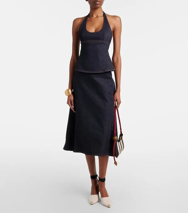 Jacquemus Lavoir De-nimes Denim Halterneck Top - Blue