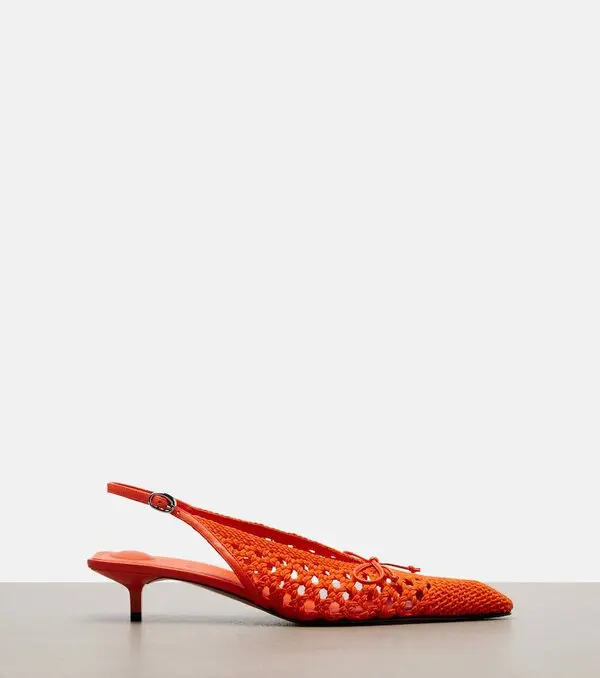 Jacquemus Cubisto Raffia-effect Slingback Pumps - Orange