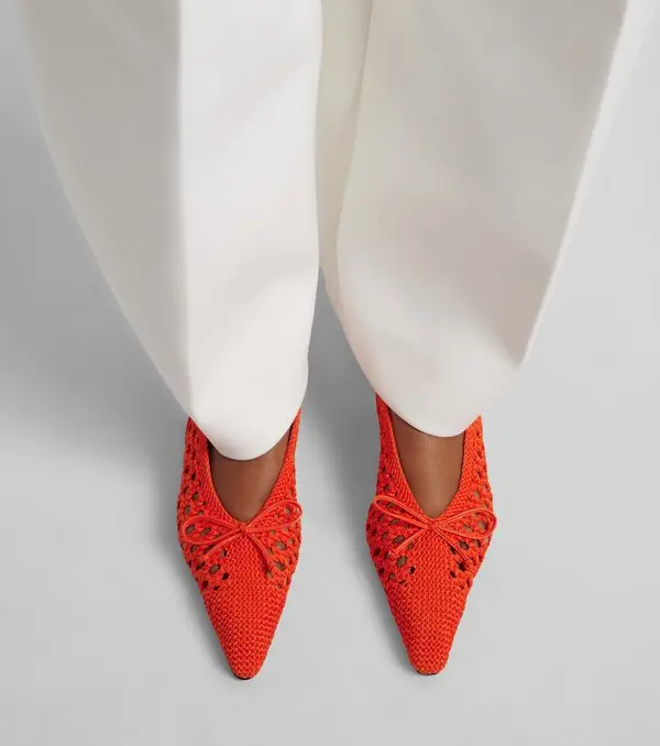 Jacquemus Cubisto Raffia-effect Slingback Pumps - Orange