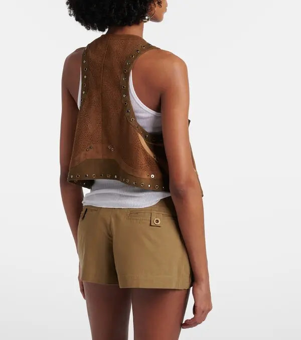 Isabel Marant Étoile Kelby Studded Patchwork Suede Vest