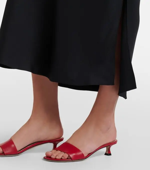 THE ROW Combo Leather Slides - Red