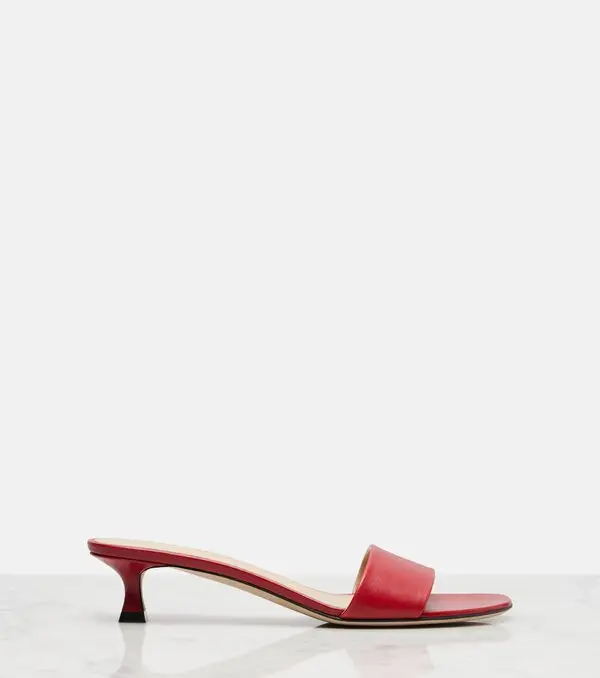 THE ROW Combo Leather Slides - Red