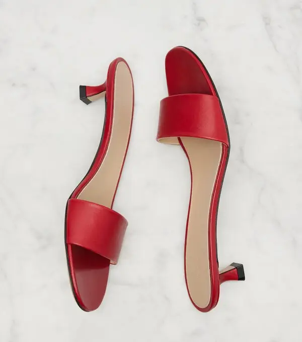 THE ROW Combo Leather Slides - Red