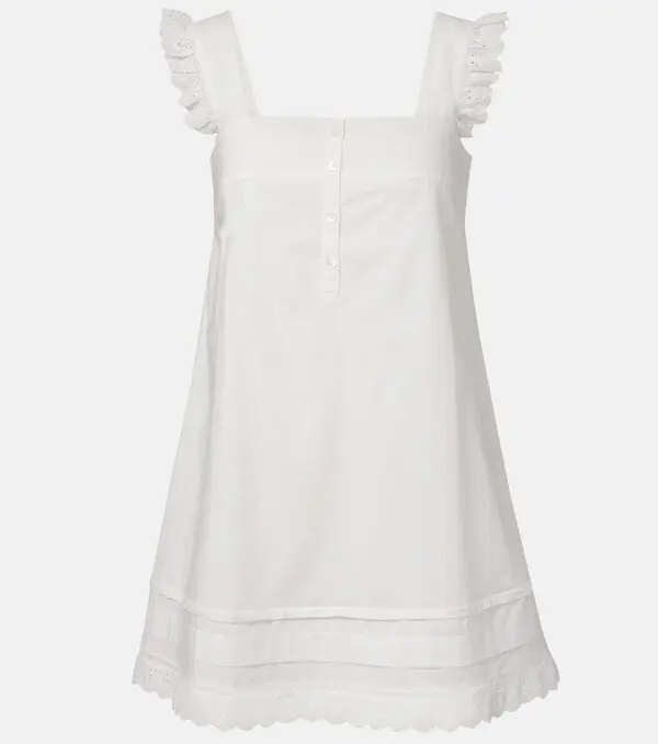 Poupette St Barth Livy Ruffled Cotton Minidress - White