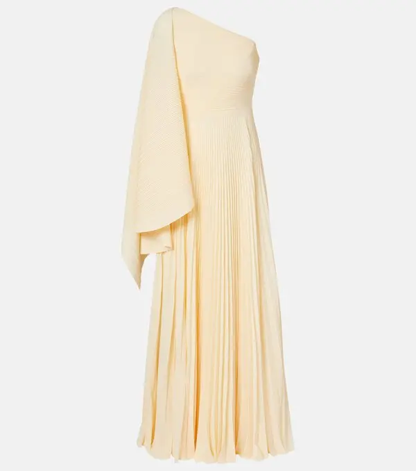 Solace London Maci Pleated One-shoulder Gown