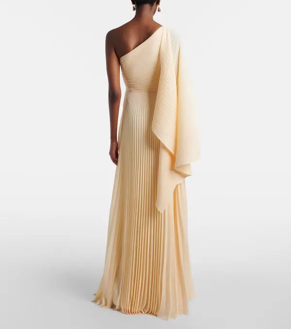 Solace London Maci Pleated One-shoulder Gown