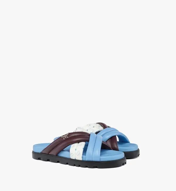 Mcm Monogram Cross Strap Sandals - Winetasting