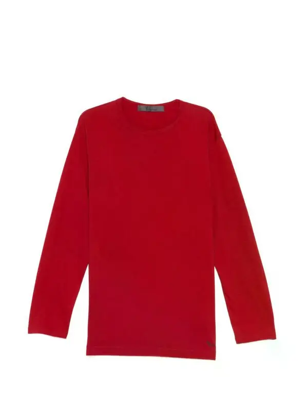 Y’s Logo Print Long Sleeve T-shirt - Red