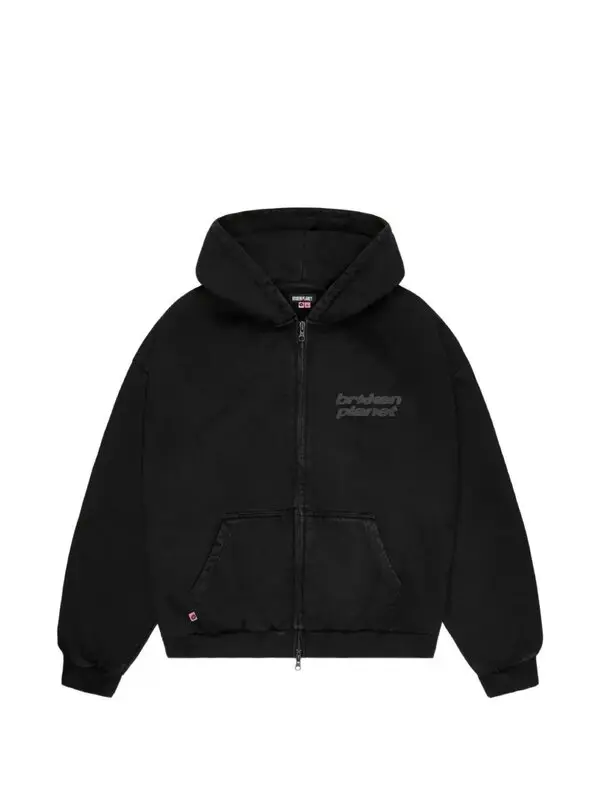 BROKEN PLANET Logo-detail Zip-up Hoodie - Black