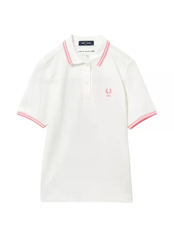 Comme Des Garçons Embroidered-logo Polo Shirt - White