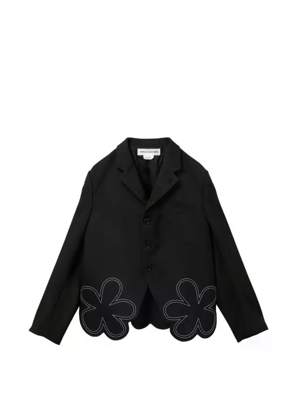 Comme Des Garçons Floral-embroidered Jacket - Black
