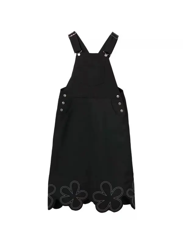 Comme Des Garçons Floral-embroidered Midi Dress - Black