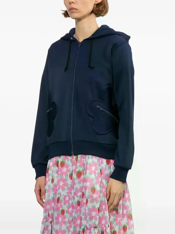 Comme Des Garçons Flower Appliqué Zip Hoodie