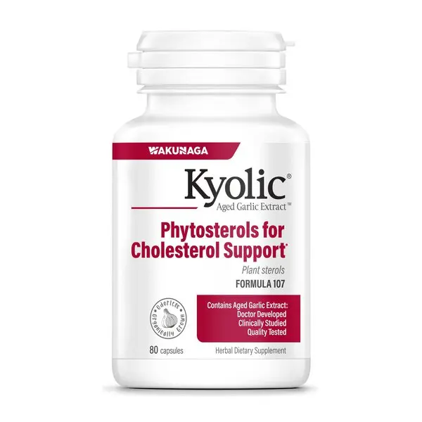WAKUNAGA Kyolic Aged Garlic Extract Formula 107 Cholesterol Support 80 Capsules - One-color