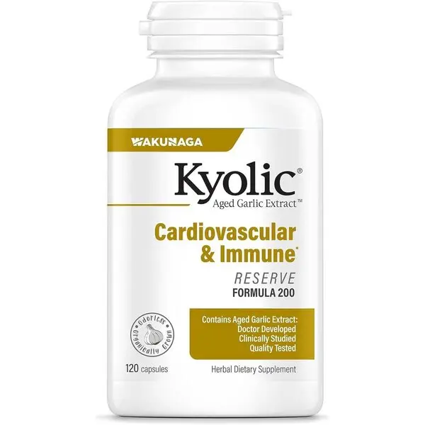 WAKUNAGA Kyolic Aged Garlic Extract Formula 200 Cardiovascular & Immune Reserve 120 Capsules - One-color
