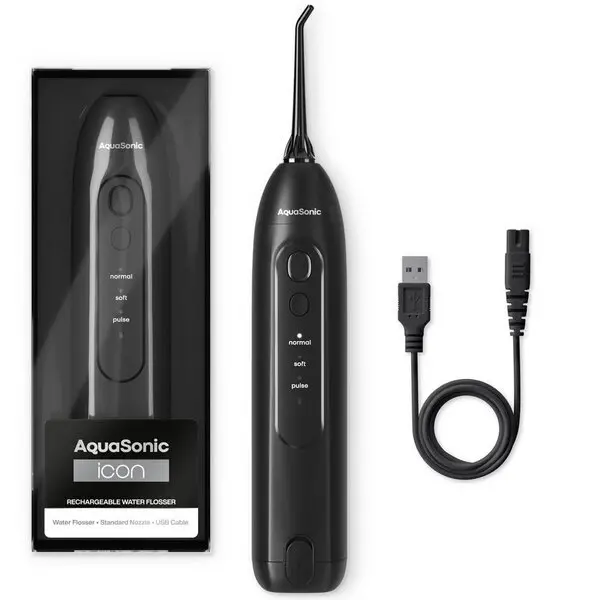 AQUASONIC Icon Rechargeable Water Flosser - Black