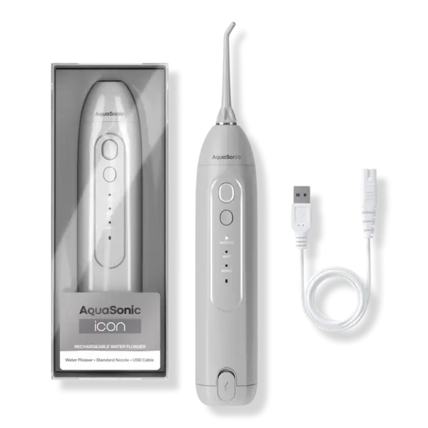 AQUASONIC Icon Rechargeable Water Flosser - Silver