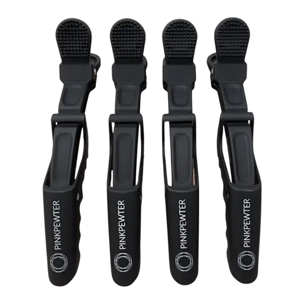 PINK PEWTER Professional Crocodile Grip No-slip Sectioning Clips - Black
