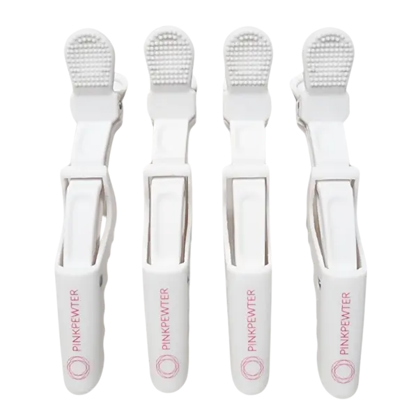PINK PEWTER Professional Crocodile Grip Sectioning Clips - White