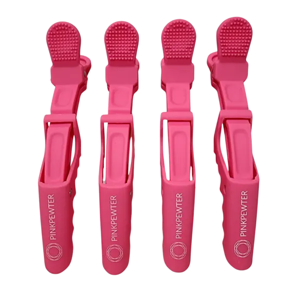 PINK PEWTER Professional Crocodile Grip No-slip Sectioning Clips - Pink