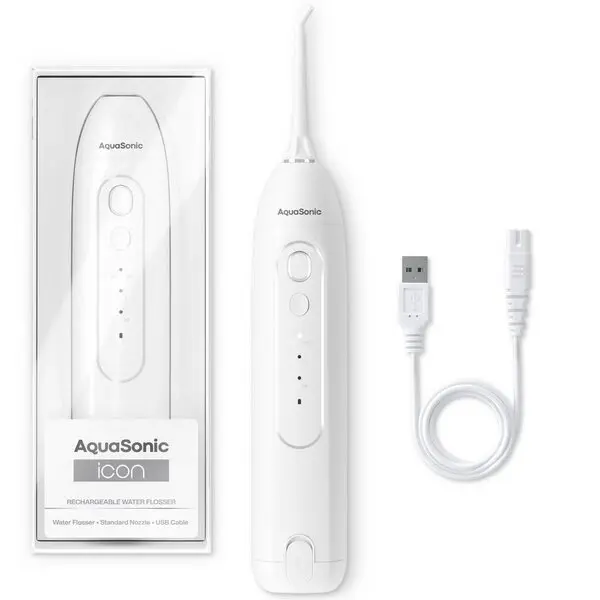 AQUASONIC Icon Rechargeable Water Flosser - White