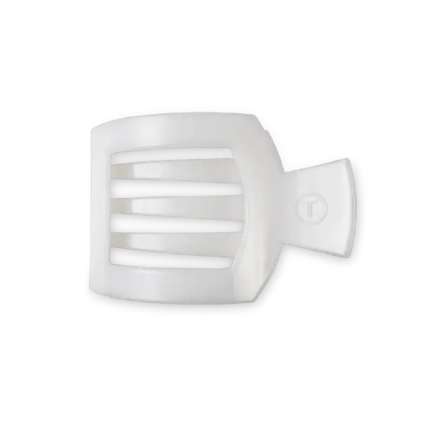 TELETIES Medium Flat Square Hair Clip - Coconut White