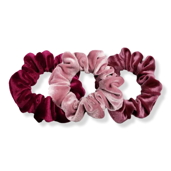 PINK PEWTER Luxe Velvet Scrunchies - Cherry Berry