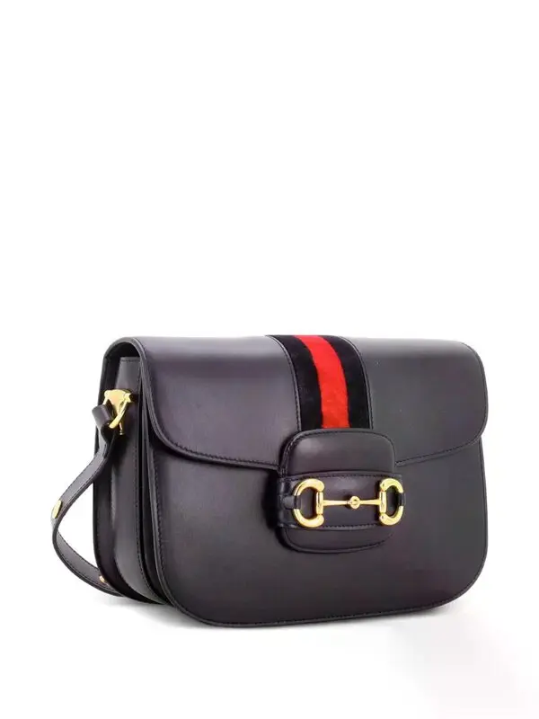 Gucci Horsebit 1955 Leather With Web Velvet Detail Shoulder Bag - Blue