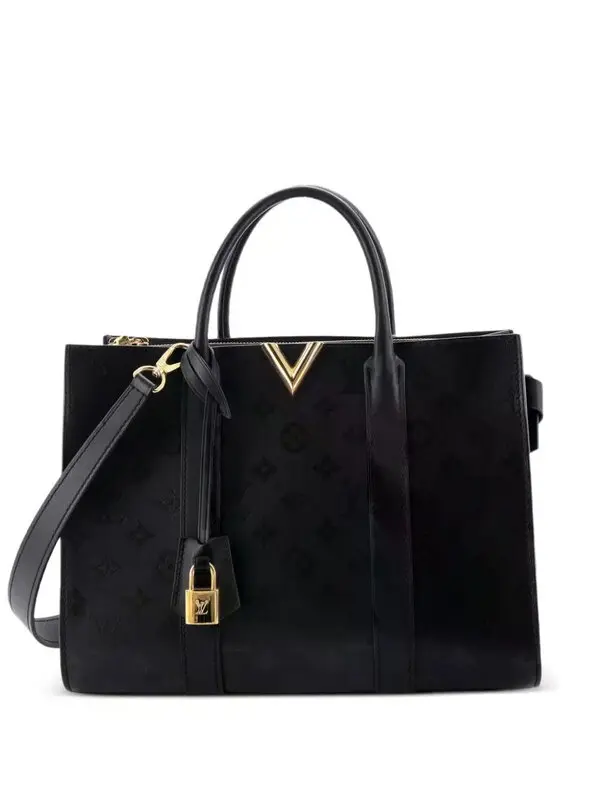 LOUIS VUITTON Monogram Leather Mm Tote Bag - Black
