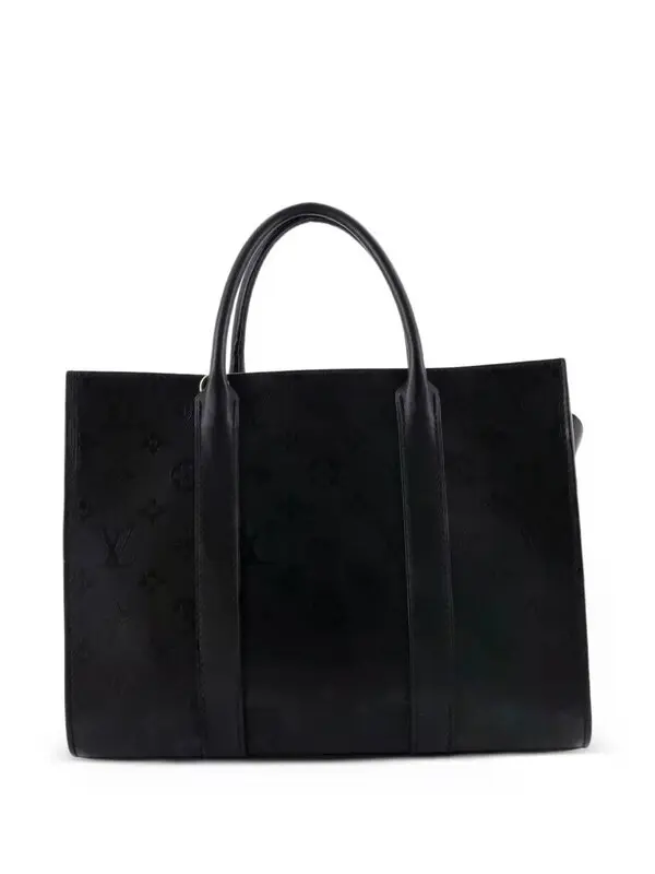 LOUIS VUITTON Monogram Leather Mm Tote Bag - Black