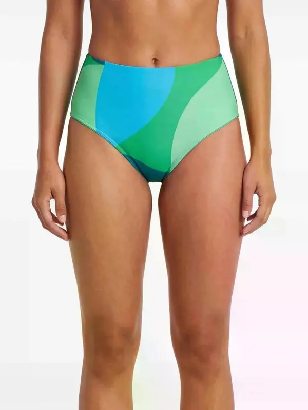 Seafolly Geometric-print High-waist Bikini Bottom