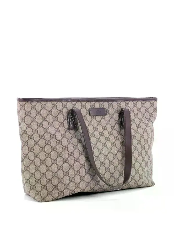 Gucci Gg Coated Canvas Leather Medium Tote Bag - Brown