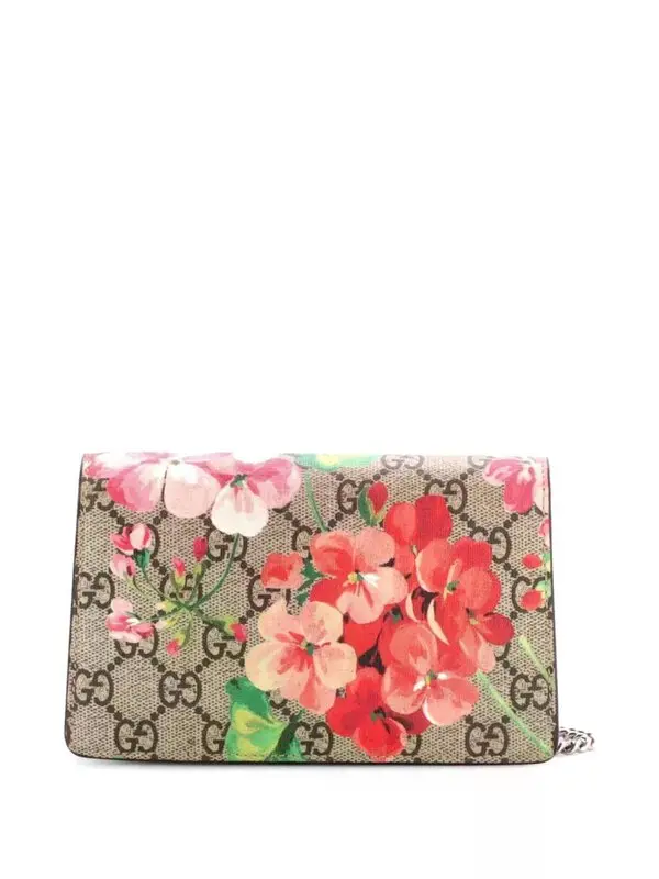 Gucci Dionysus Blooms Print Gg Coated Canvas Super Mini Crossbody Bag - Brown