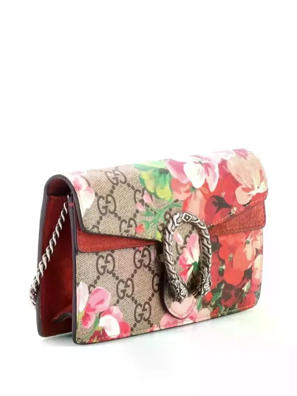 Gucci Dionysus Blooms Print Gg Coated Canvas Super Mini Crossbody Bag - Brown