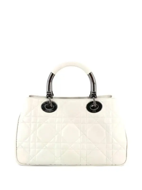 Dior Lady 95.22 Embossed Leather Tote Bag - White
