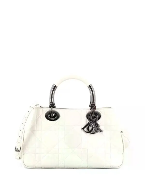 Dior Lady 95.22 Embossed Leather Tote Bag - White