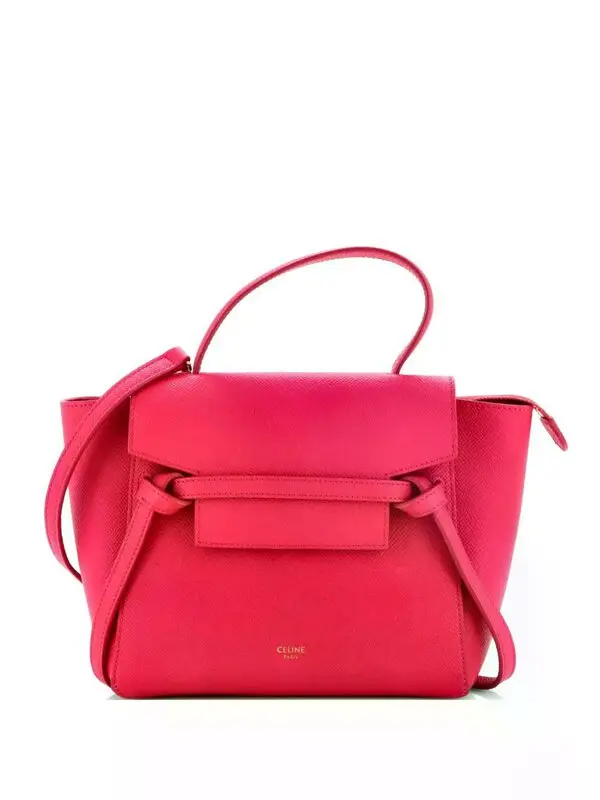 Celine Belt Bag Textured Leather Nano Shoulder Bag - Pink