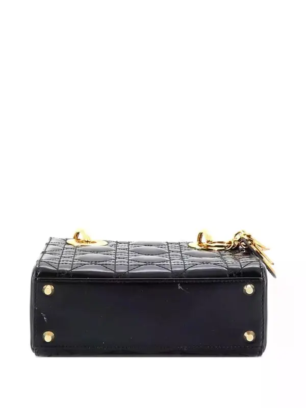 Dior Lady Cannage Quilt Patent Mini Satchel - Black