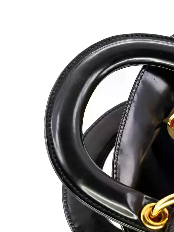 Dior Lady Cannage Quilt Patent Mini Satchel - Black