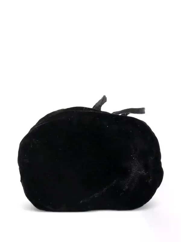 Prada Triangle Logo Drawstring Pouch Velvet Mini Bucket Bag - Black