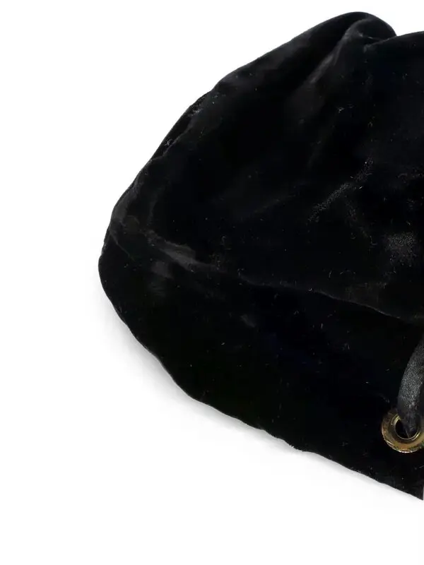 Prada Triangle Logo Drawstring Pouch Velvet Mini Bucket Bag - Black